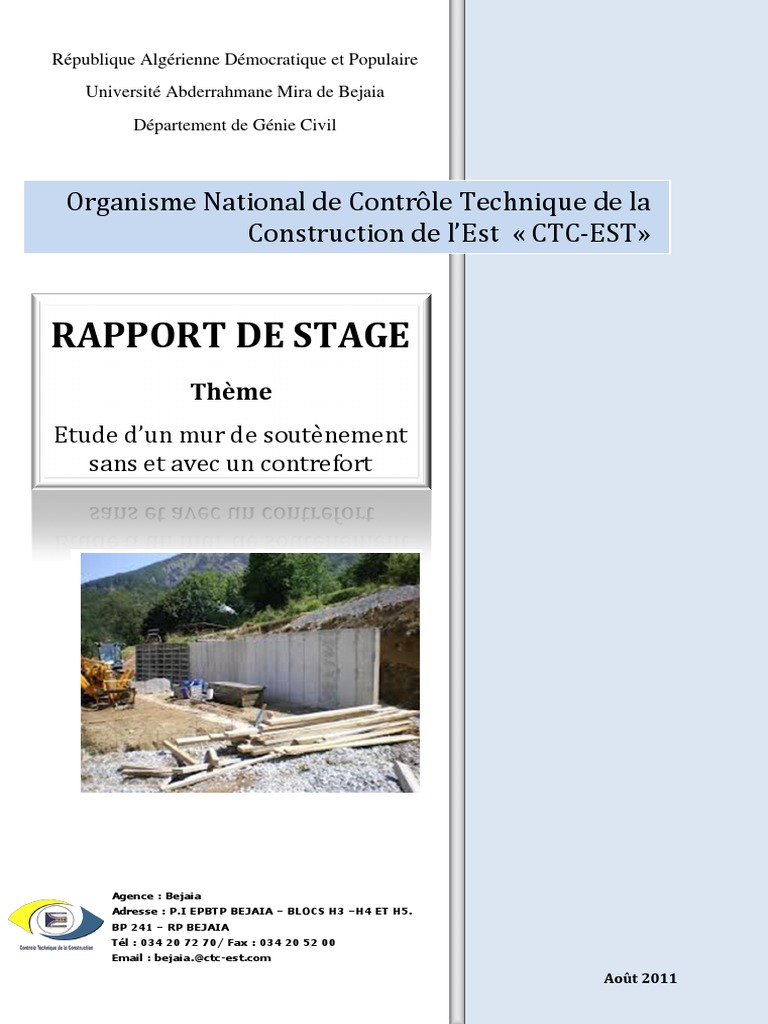Rapport de Stage | Ingénierie civile | Génie du bâtiment