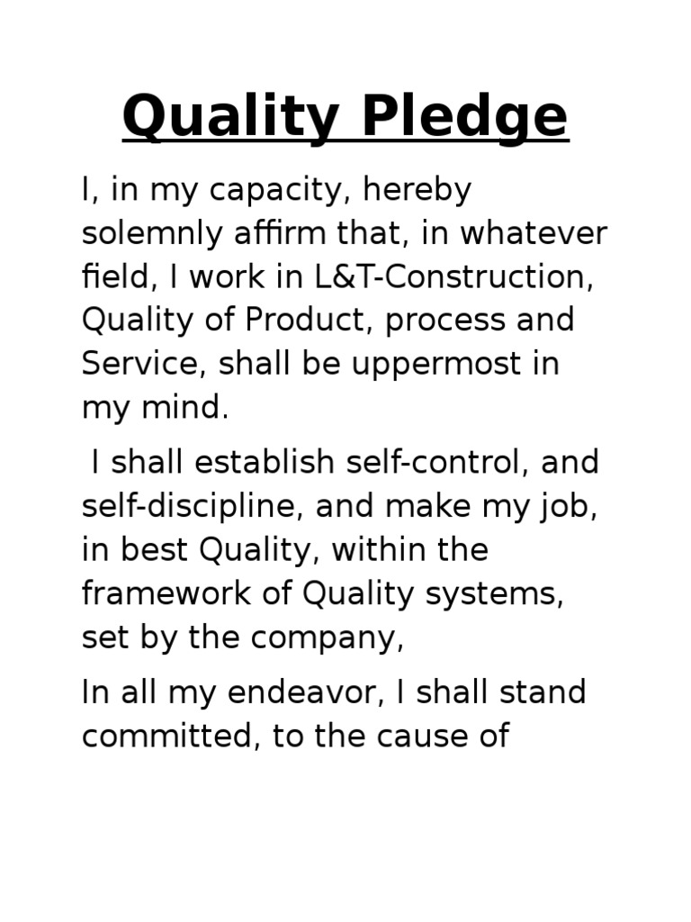 L&T Quality Pledge Commitment | PDF | Business | Finance & Money Management