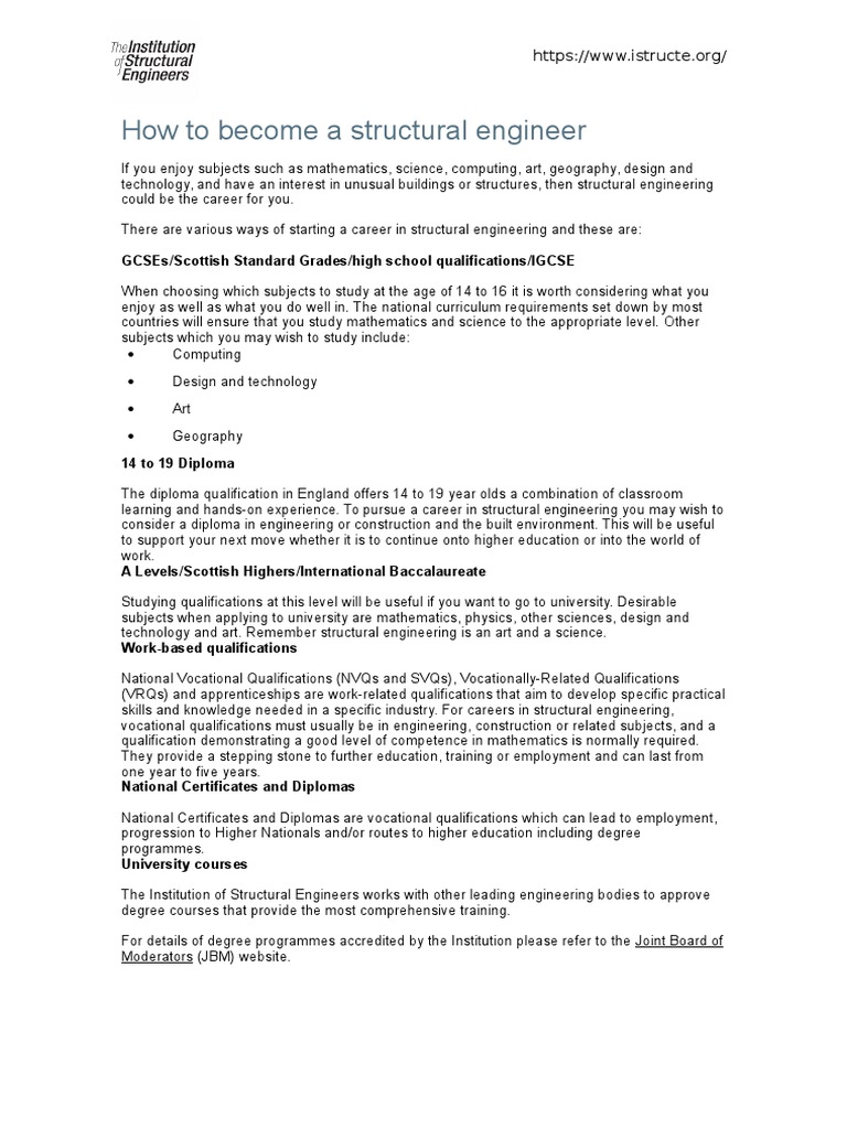 How To Become A Structural Engineer Istructe | PDF | Diploma | Academic Degree