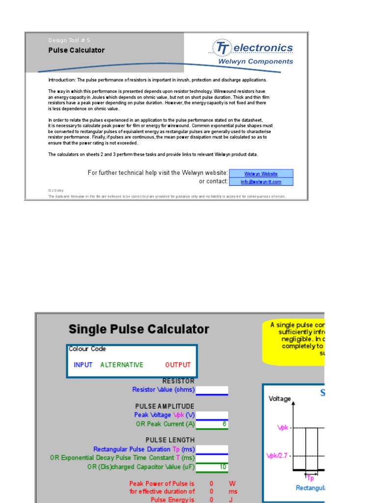 TT Electronics Pulse Calculator | PDF | Resistor | Root Mean Square