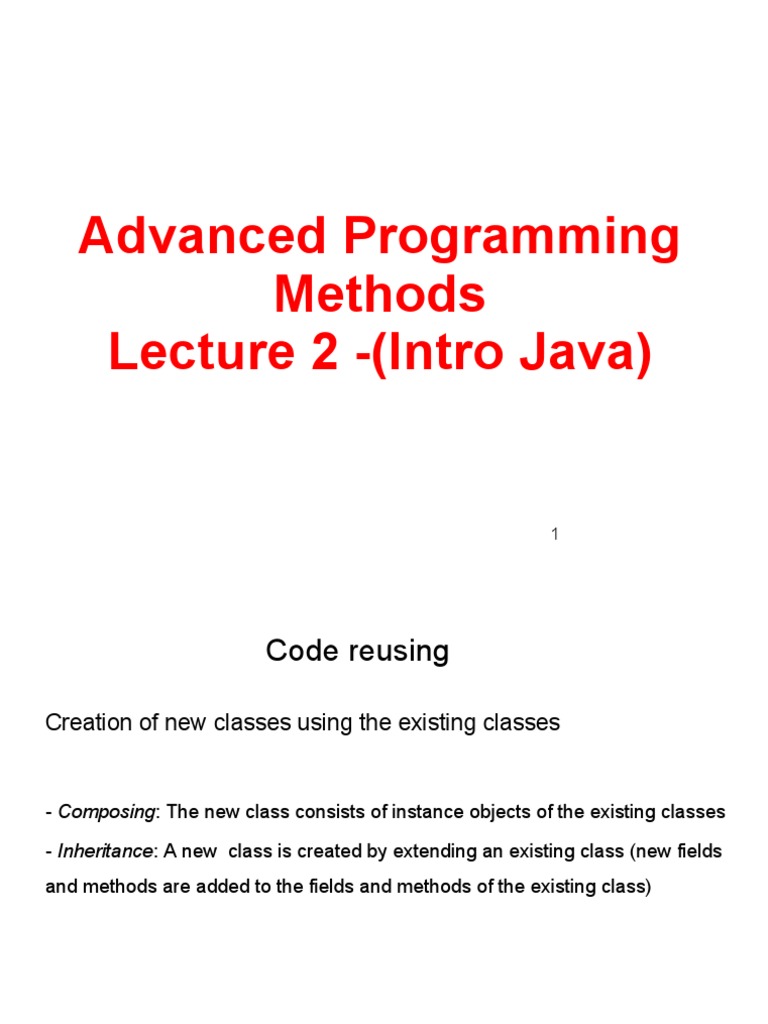 Lecture2 Intro Java Part2 Pdf Inheritance Object Oriented Programming Method Computer 