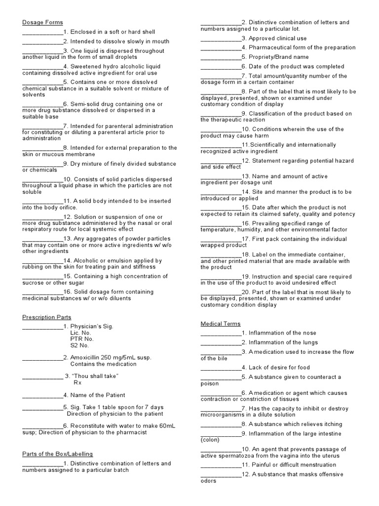 Overview of Dosage Forms and Labels | PDF | Pharmaceutical Drug | Stomach