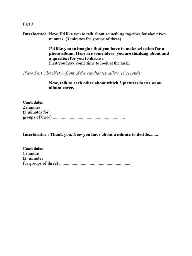 Place Part 3 Booklet in Front of The Candidates. Allow 15 Seconds | PDF