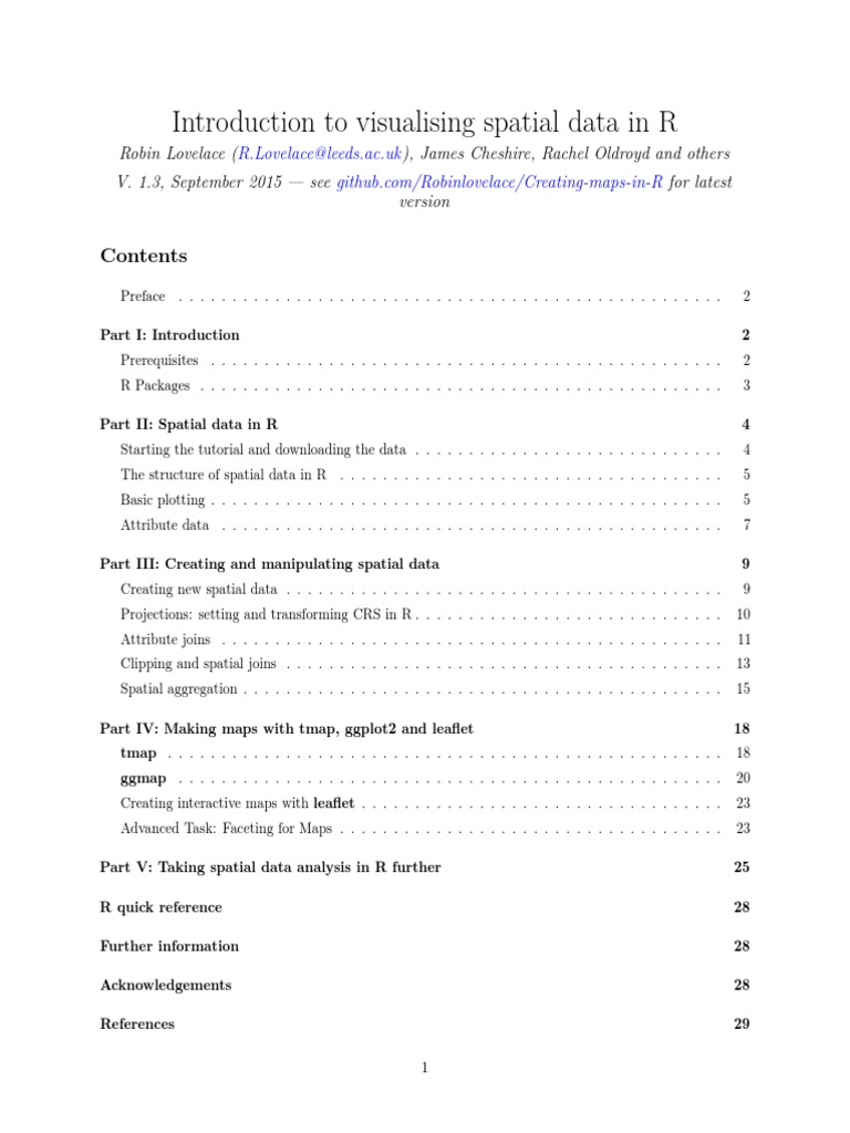 Introduction To Visualising Spatial Data In R Pdf Geographic