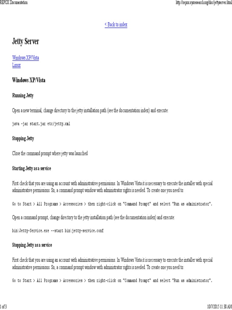 Jetty Server: Windows XP/Vista | Download Free PDF | Command Line Interface | Superuser