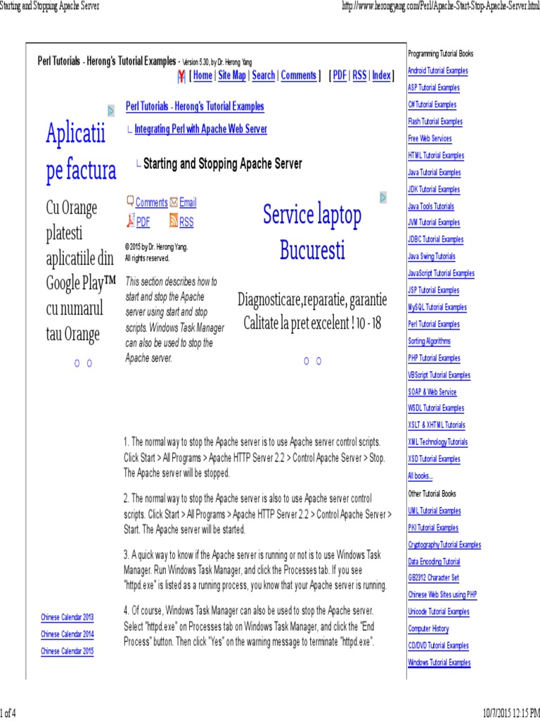 Starting and Stopping Apache Server | PDF | Web Server | Internet & Web