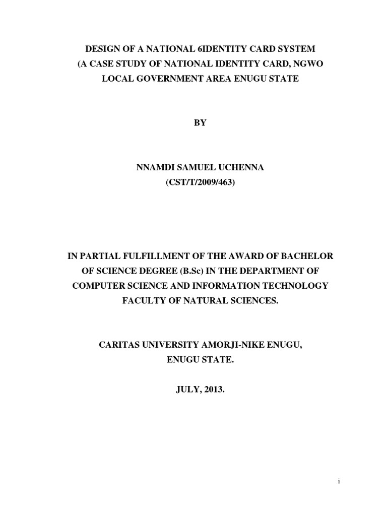 Design of A National Identity Card System | PDF | Identity Document ...