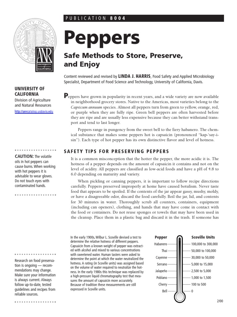 Peppers - Safe Methods To Store, Preserve, and Enjoy | PDF | Capsicum ...