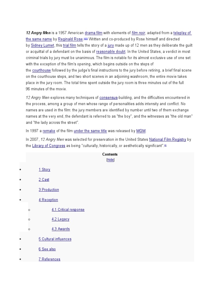 12 Angry Men | PDF | Legal Procedure | Judiciaries