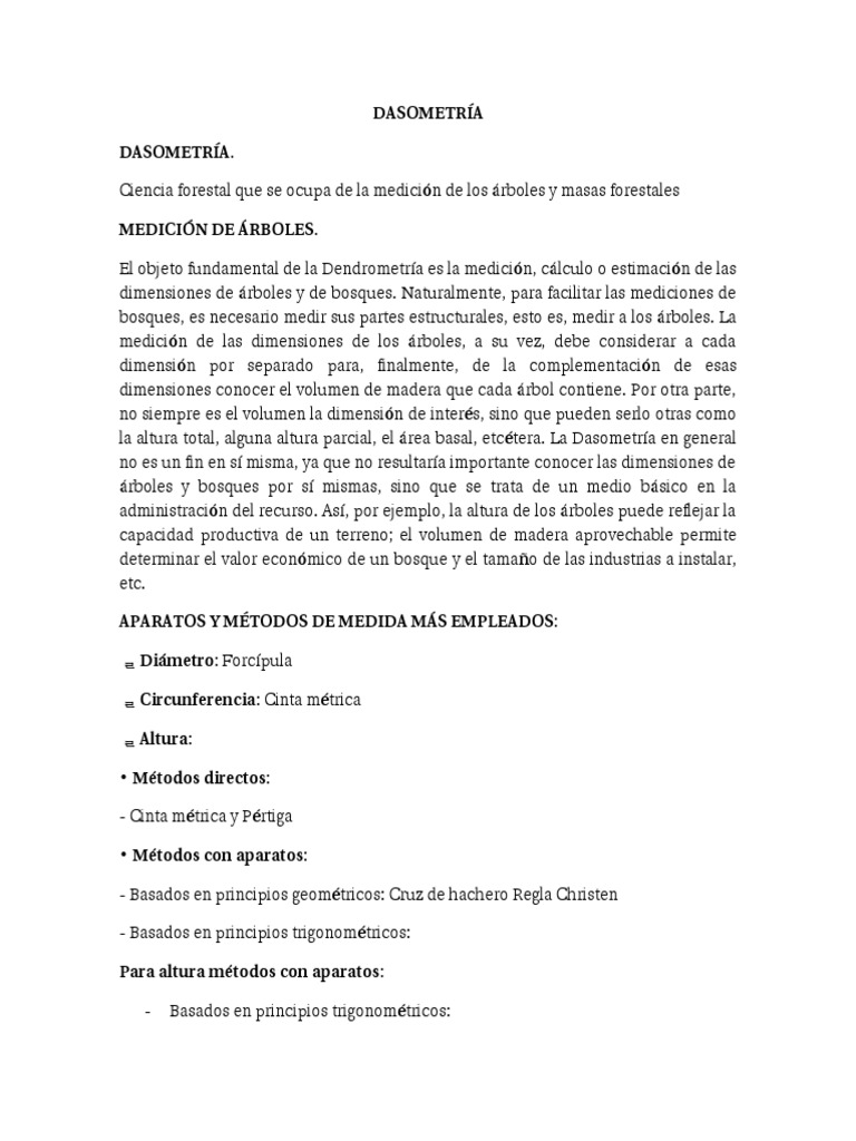 DASOMETRÍA | PDF | Medición | Los bosques