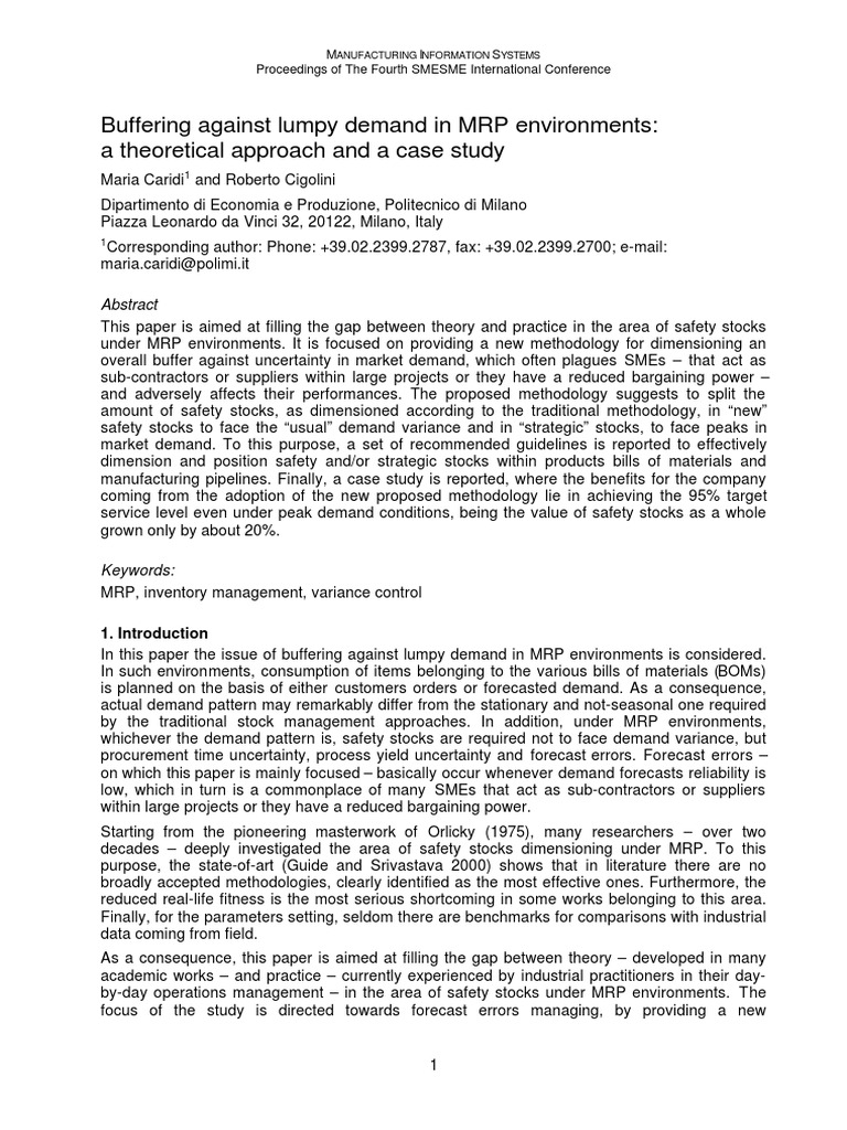 Buffering Against Lumpy Demand | PDF | Inventory | Forecasting
