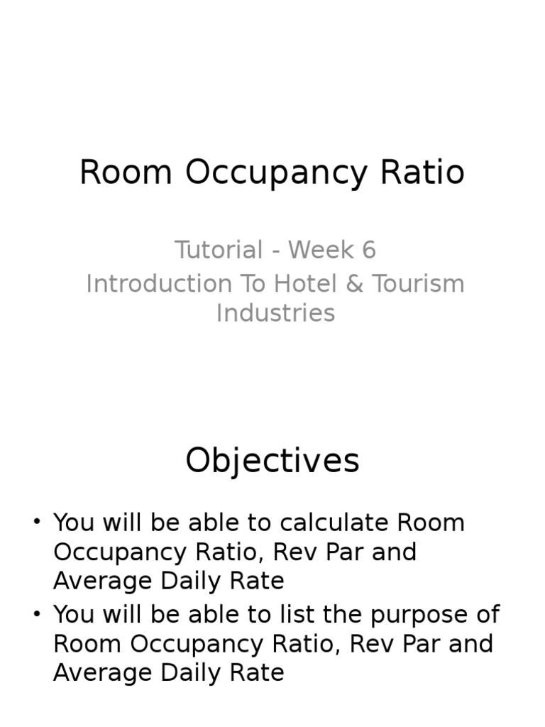 Room Occupancy Ratio Calculation Guide | PDF | Hotel | Service Industries