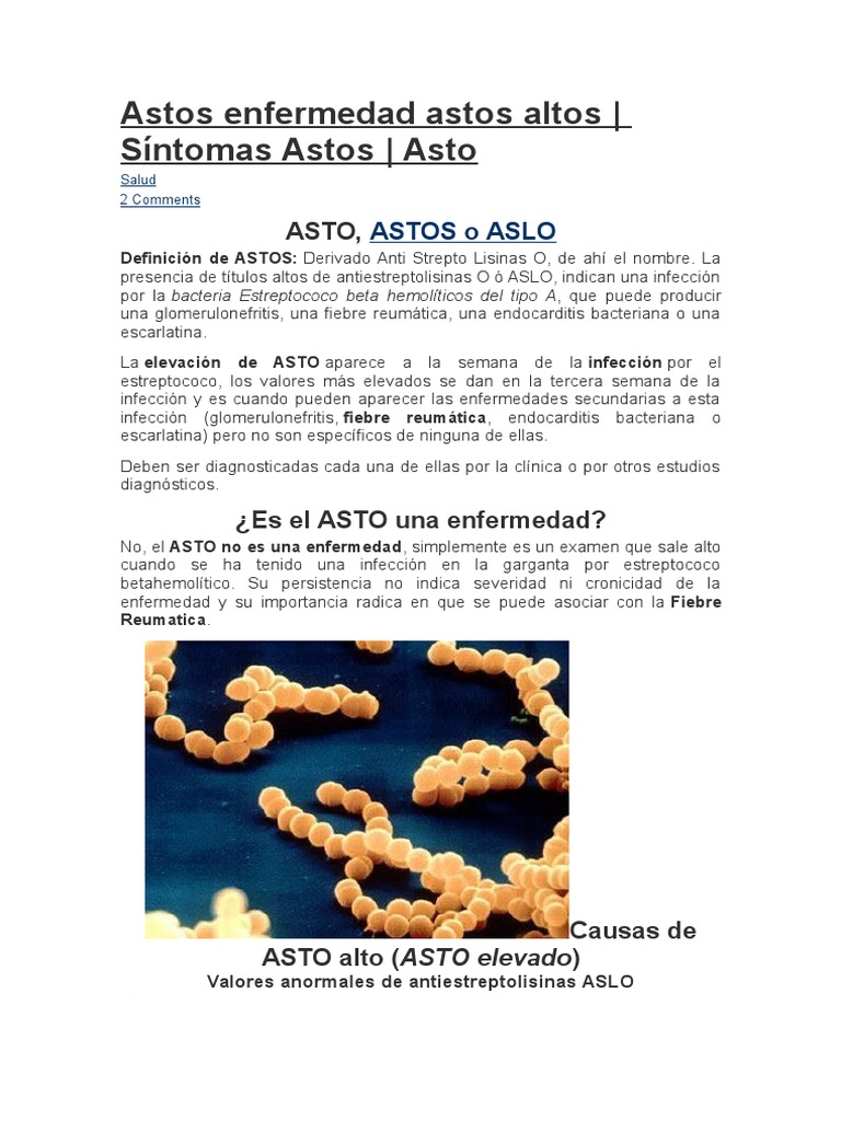 Comprendiendo el ASTO Elevado | PDF | Estreptococo | Rtt