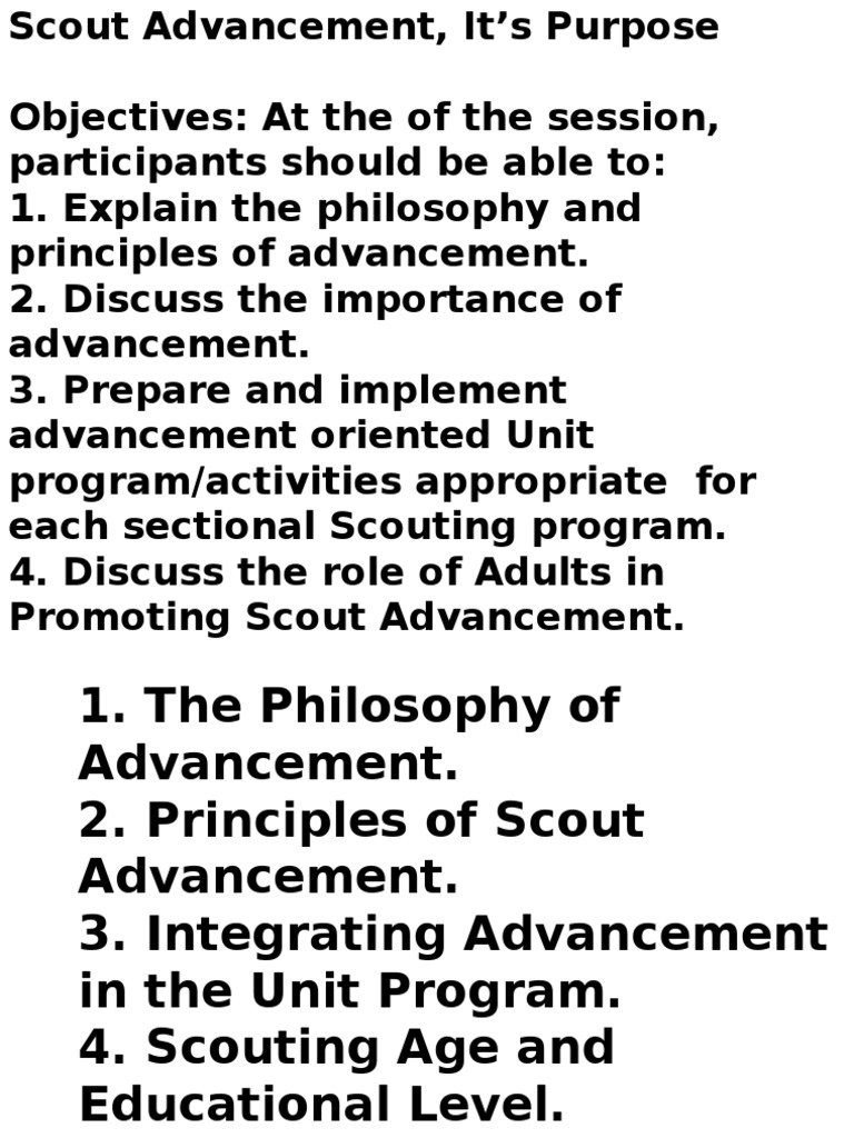 2 Advancement Session 2 - Scout Advancement and Its Purpose | PDF ...