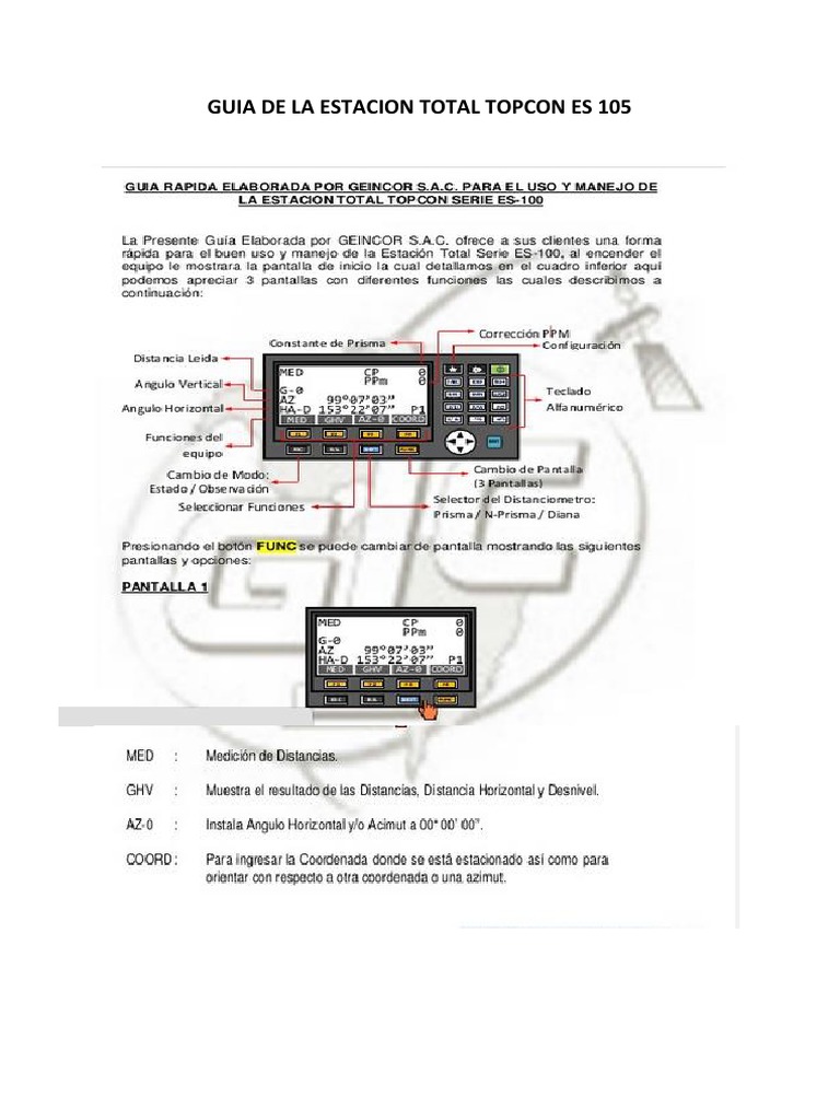 Guia de La Estacion Total Topcon Es 105 | PDF