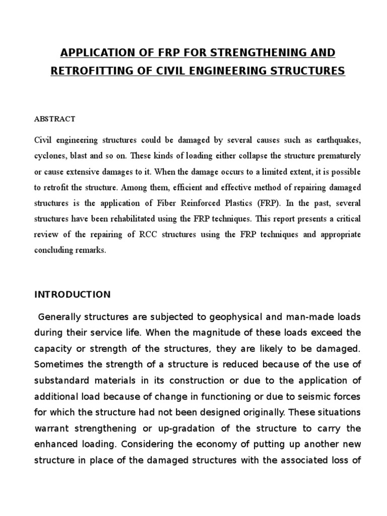 Application of FRP For Strengthening and Retrofitting of Civil ...