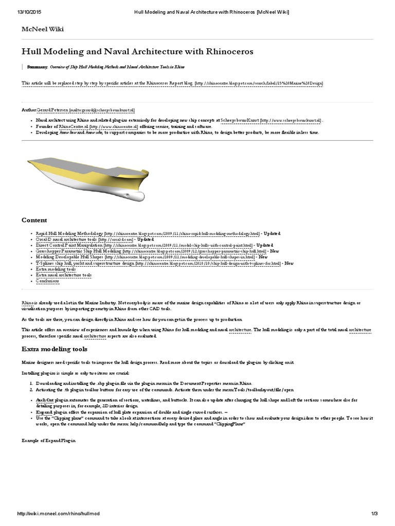 Hull Modeling and Naval Architecture With Rhinoceros (McNeel Wiki ...