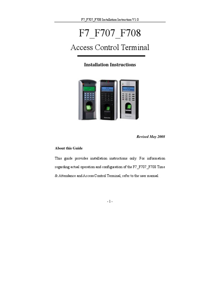 182Y89 F7 F707 F708 Installation Manual | PDF | Power Supply | Access ...