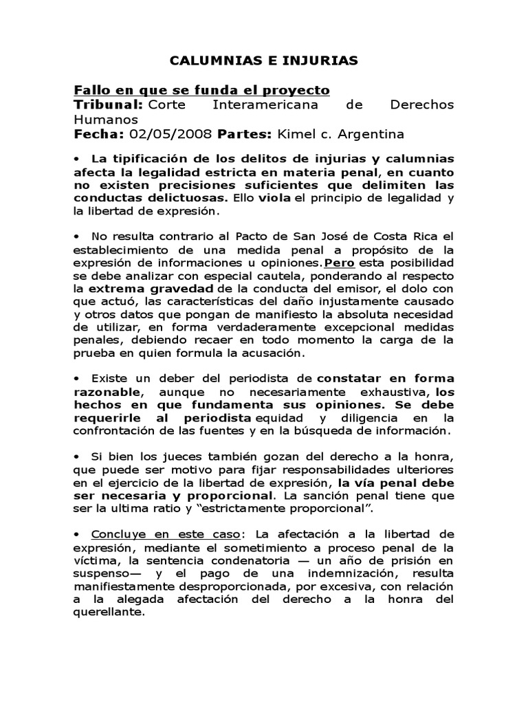 Calumnias e Injurias | Descargar gratis PDF | Derecho penal | Delito