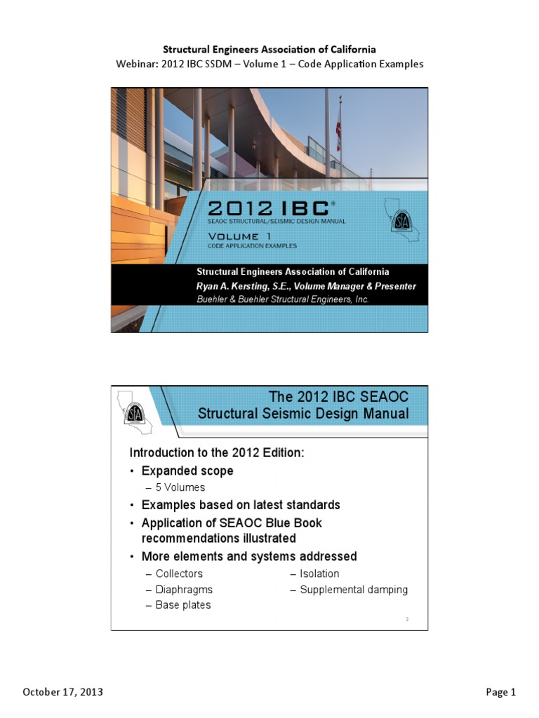 2013-10-17 Seaoc SSDM Series PPT Vol 1 Handout | PDF | Building ...