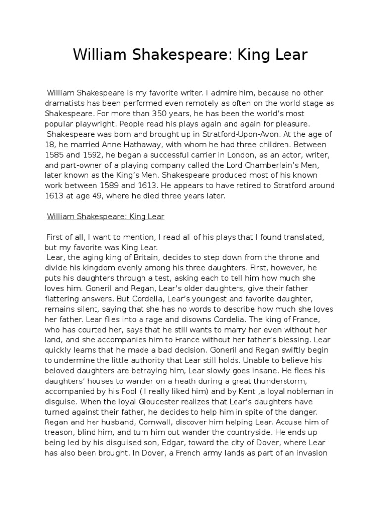 William Shakespeare: King Lear | PDF | King Lear | William Shakespeare