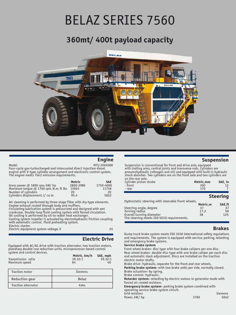Belaz 75601 Specification | PDF | Home & Garden