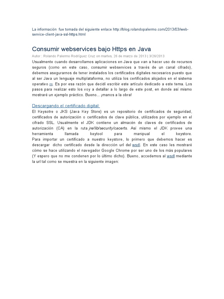 Consumir Webservices Bajo Https en Java | PDF | Java (lenguaje de programación) | Point and Click