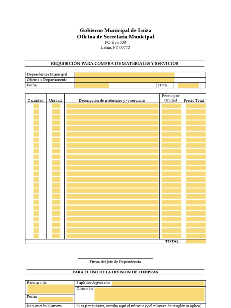 SEC-001 (Hoja de Requisición de Materiales) | PDF