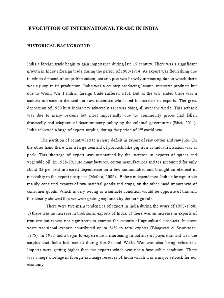 Evolution of International Trade in India | PDF | Exports | Trade