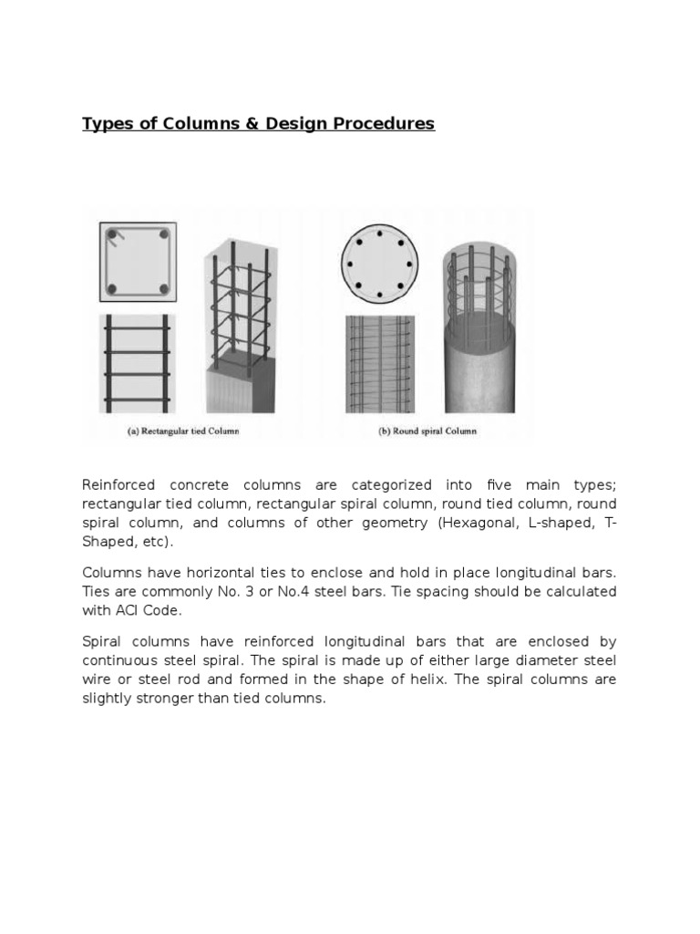 Types of Columns & Design Procedures | PDF | Helix | Column