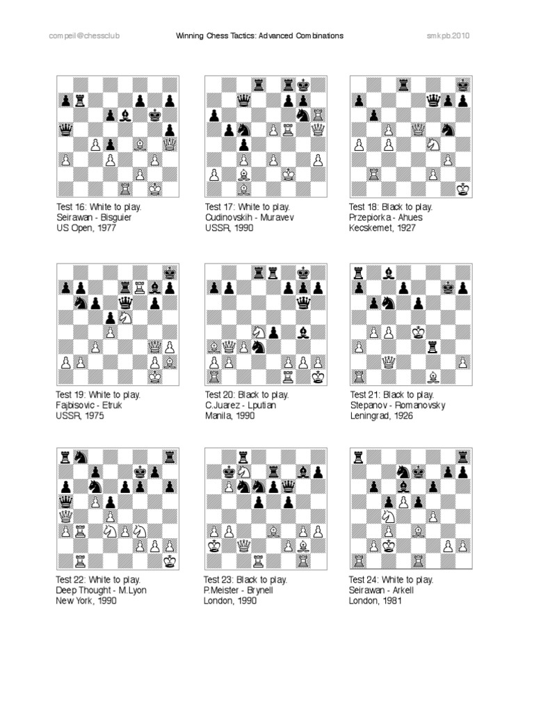 Winning Chess Tactics: Tests (Advanced Combinations) | PDF | Chess ...