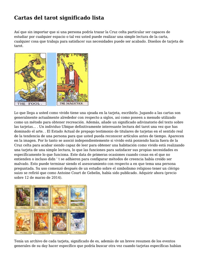 Cartas del tarot significado lista | Tarot | Lectura (proceso)