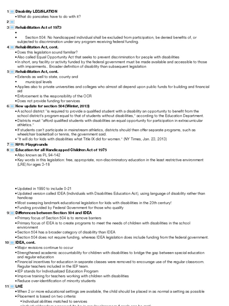 Legislation Handout | PDF | Americans With Disabilities Act Of 1990 ...