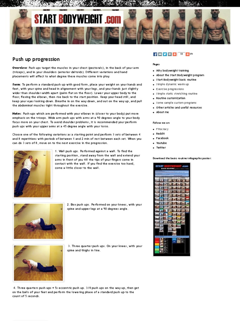 Push Up Progression | PDF | Human Anatomy | Physical Exercise