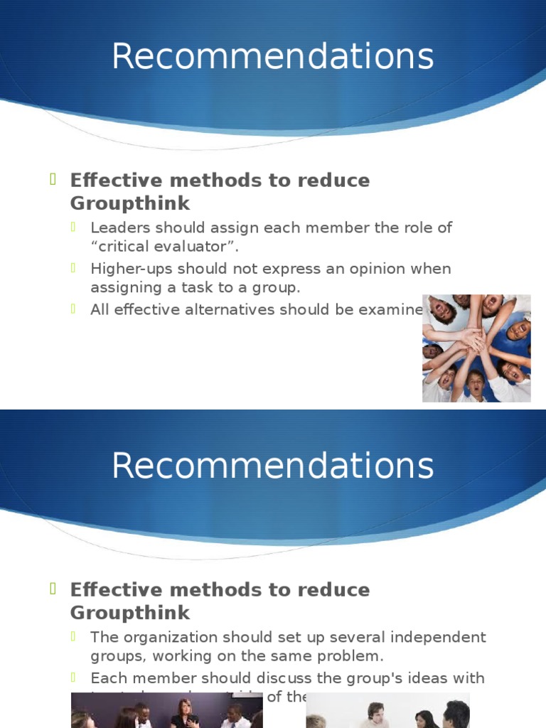 Recommendations: Effective Methods To Reduce Groupthink | PDF | Career ...