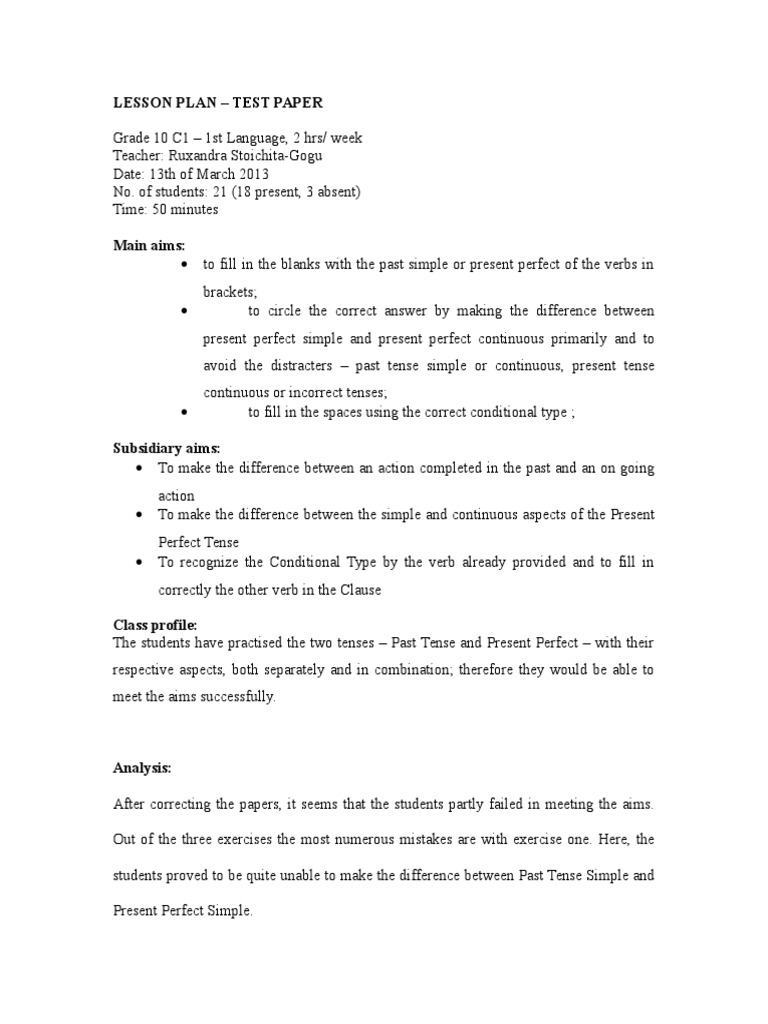 Lesson Plan Test Paper | PDF