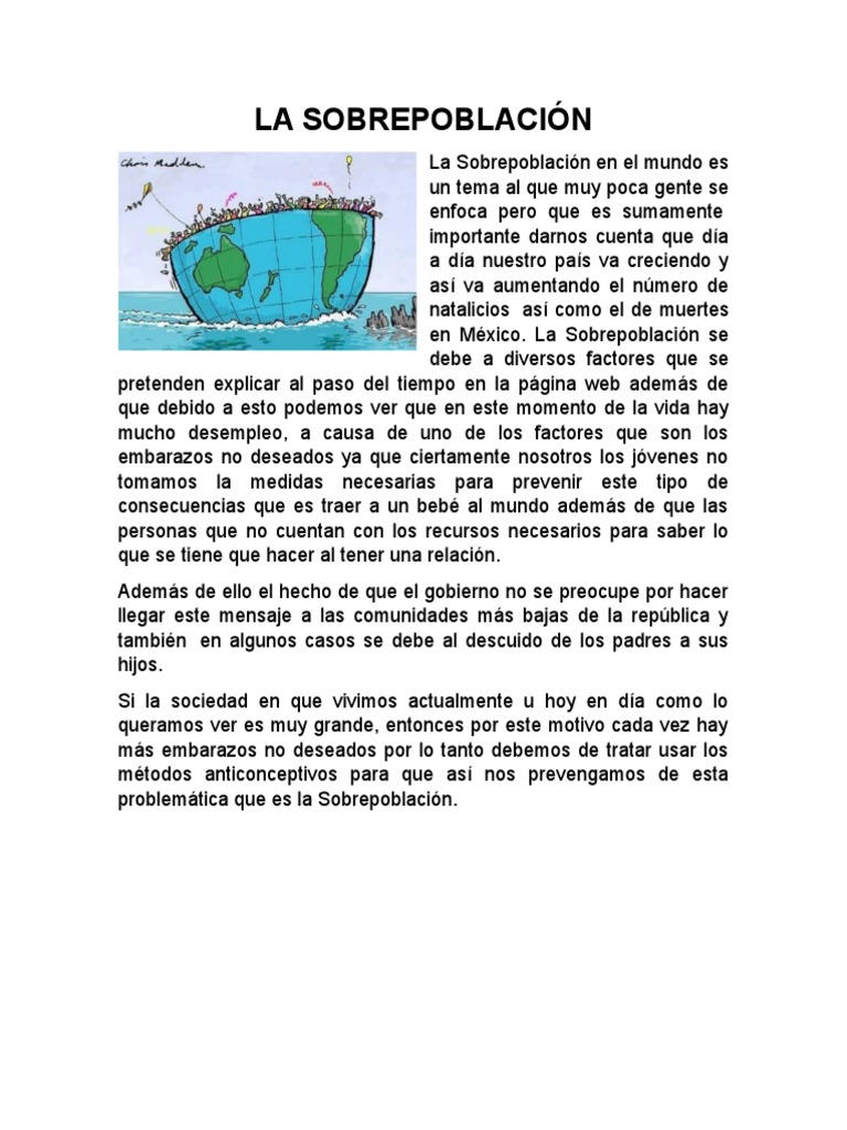 La sobrepoblacion | Sobrepoblación humana | Ciencias sociales ambientales