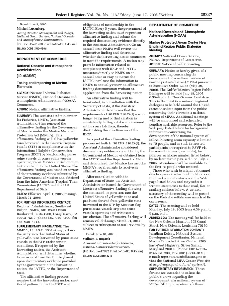 Federal Register / Vol. 70, No. 116 / Friday, June 17, 2005 / Notices ...