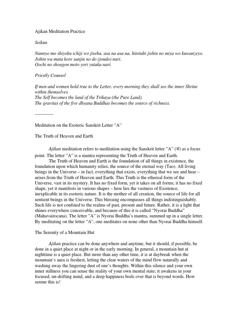 Ajikan Meditation Guide | PDF | Buddha Nature | New Age