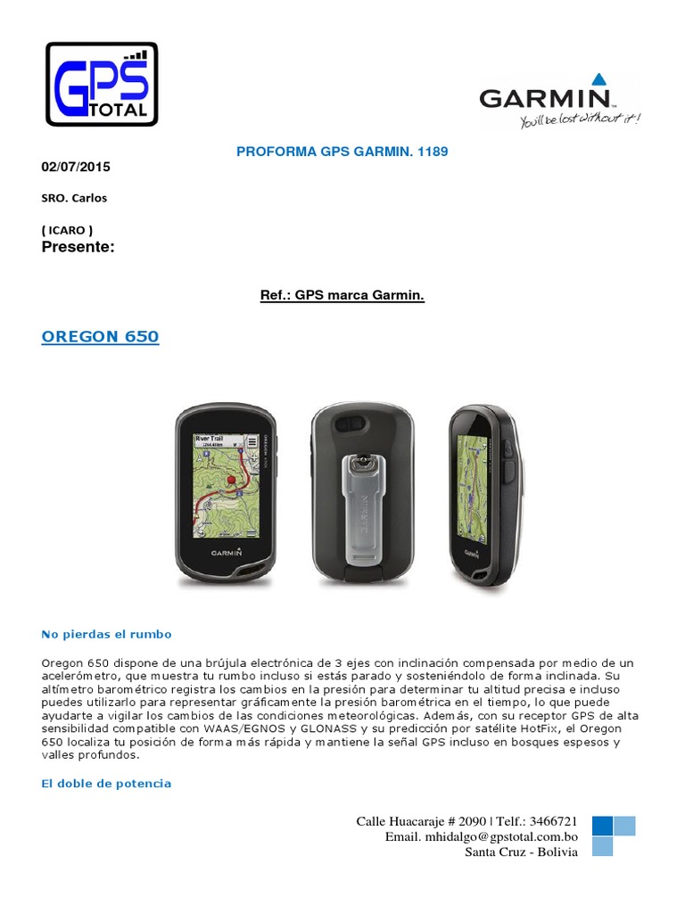 Proforma GPS Garmin Oregon 650 | PDF | Sistema de Posicionamiento ...