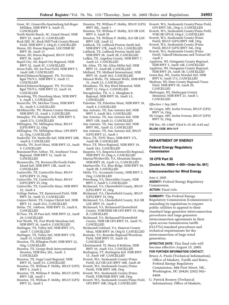 Rule: Electric Utilities (Federal Power Act) : Generator Interconnection Agreements and ...