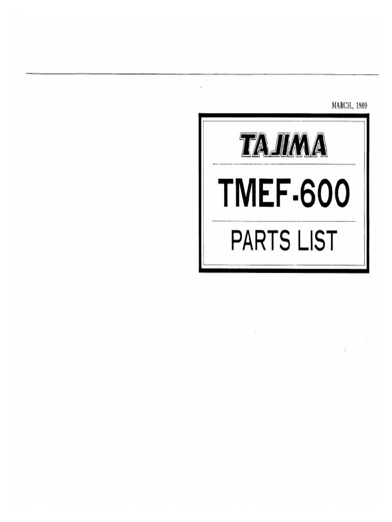 Manual de Despiece de Tajima Tmef-600 | PDF