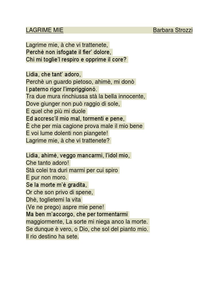 LAGRIME MIE - Barbara Strozzi | PDF