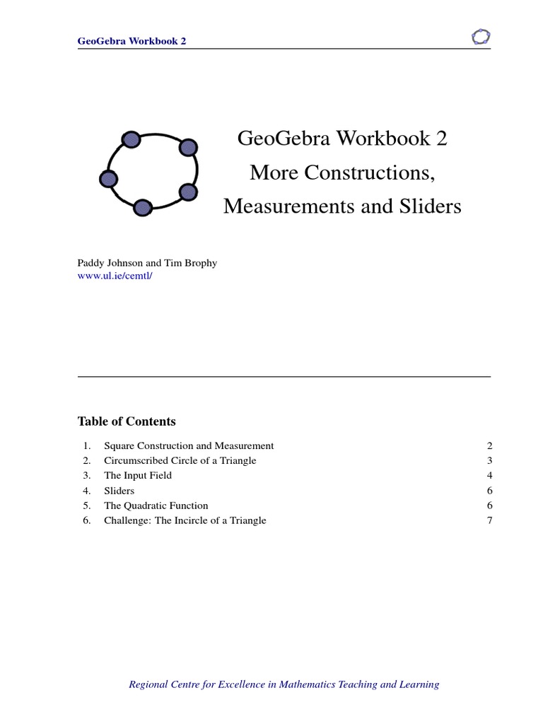 Workbook2 Tutorial Geogebra | PDF | Circle | Triangle