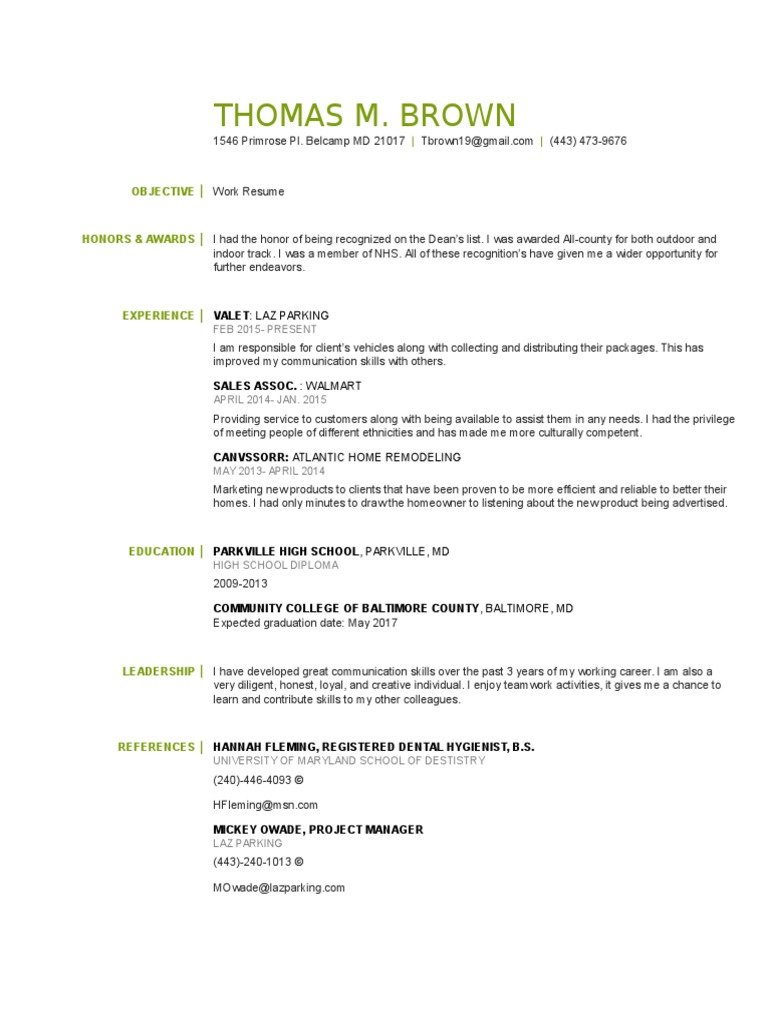 Thomas Brown Resume | PDF