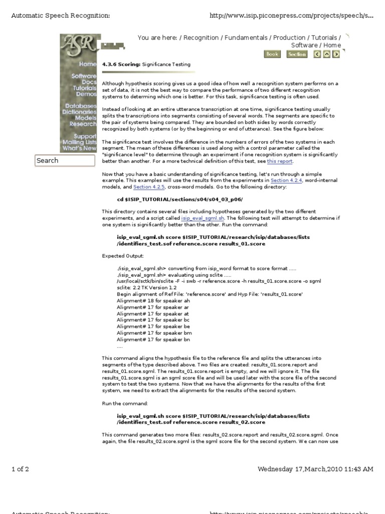 Automatic Speech Recognition Pdf Statistical Hypothesis Testing