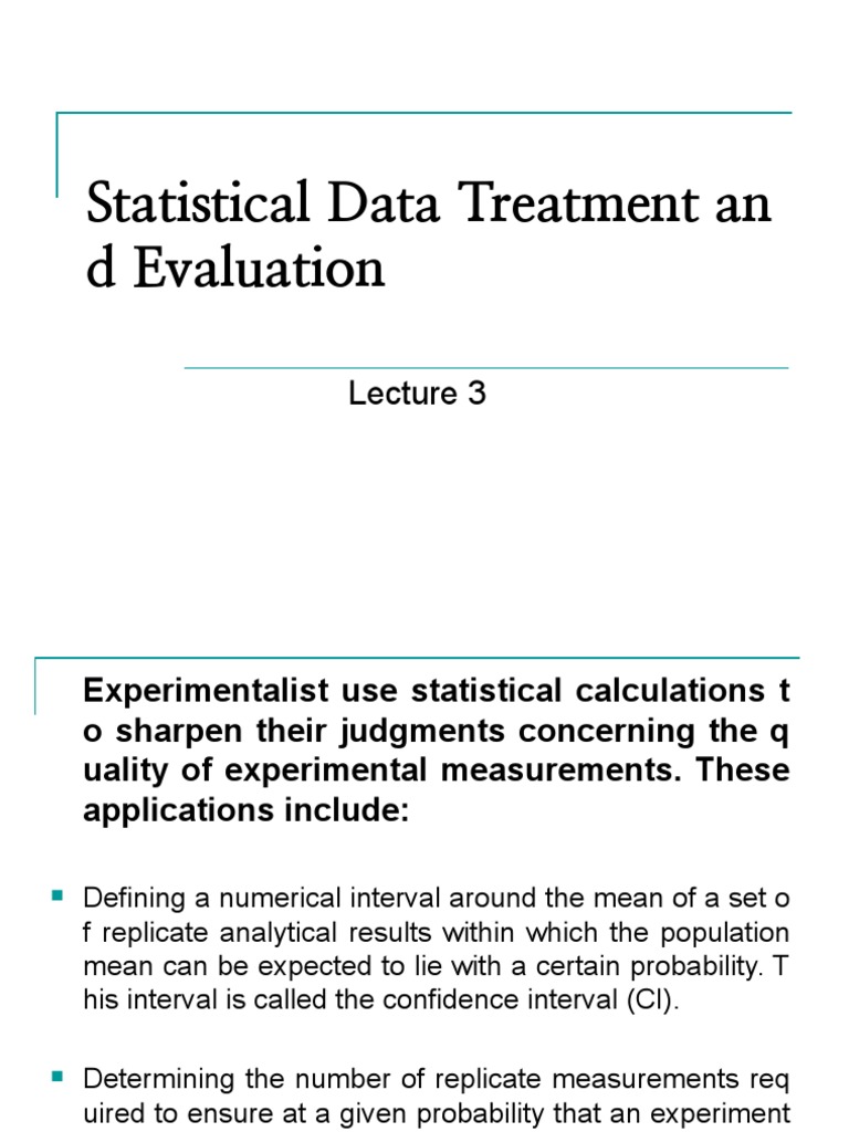Lecture 3 2014 Statistical Data Treatment and Evaluation | PDF ...