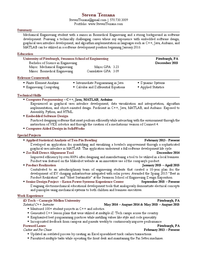 terrana steven resume | Matlab | Software