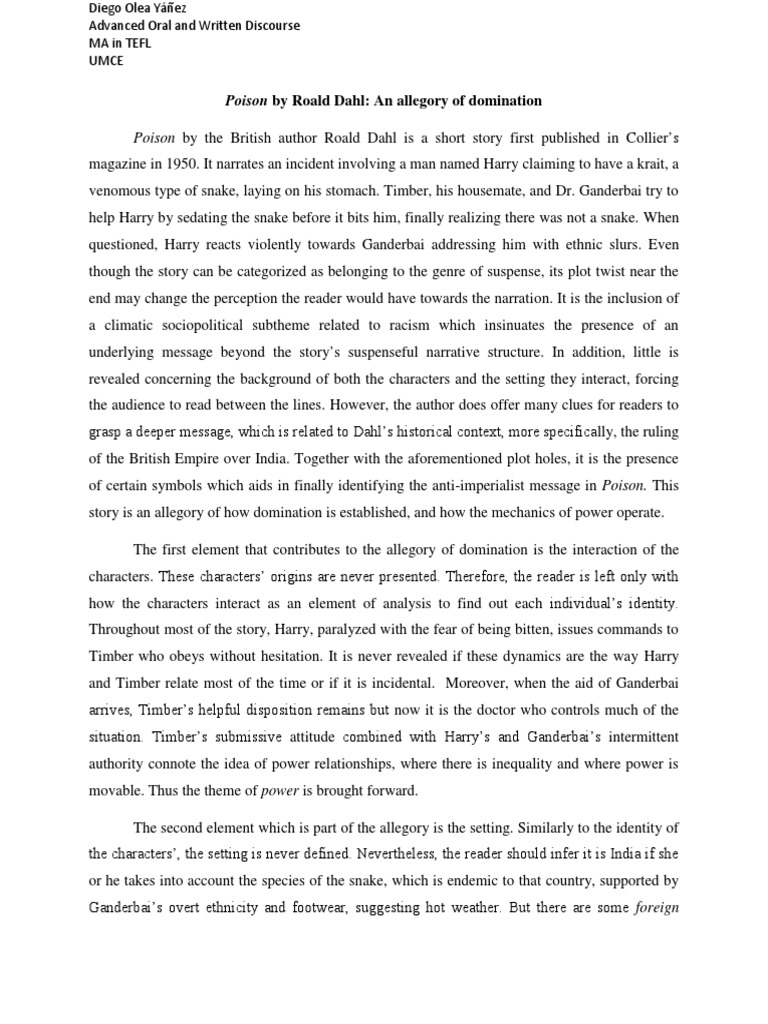 Short story poison by roald dahl – Children’s size conversion ...