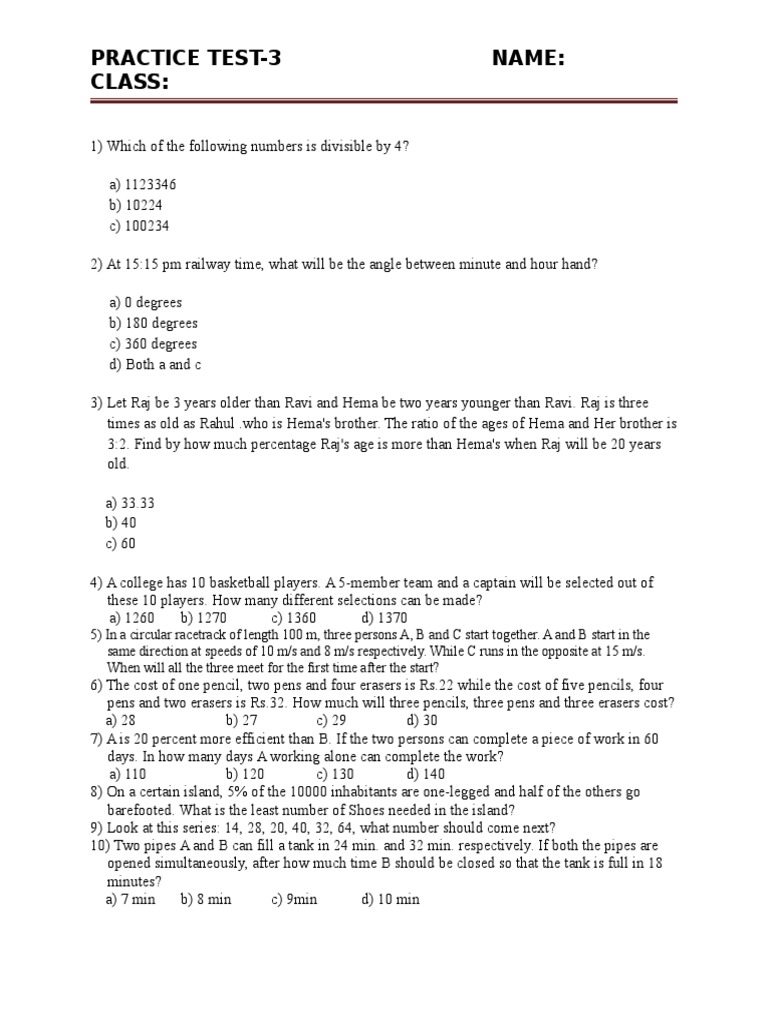 Practice Test-3 Que | PDF | Teaching Methods & Materials | Science ...